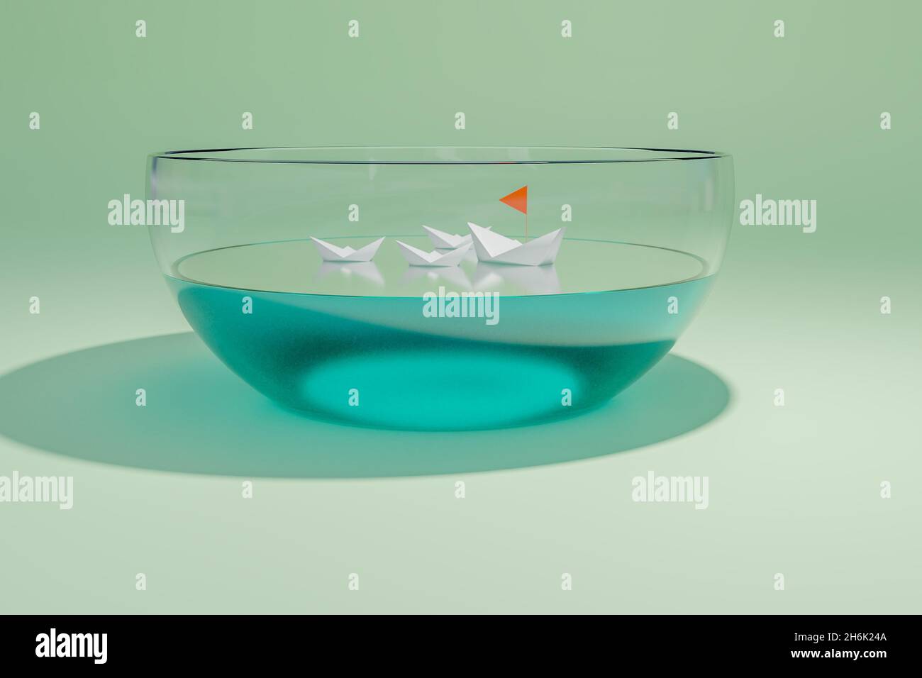 paper boat take a leader with success business, 3d illustration ...