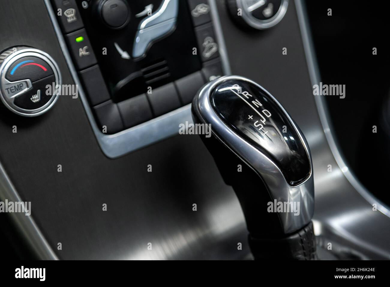 close-up of the accelerator handle and buttons. automatic transmission ...