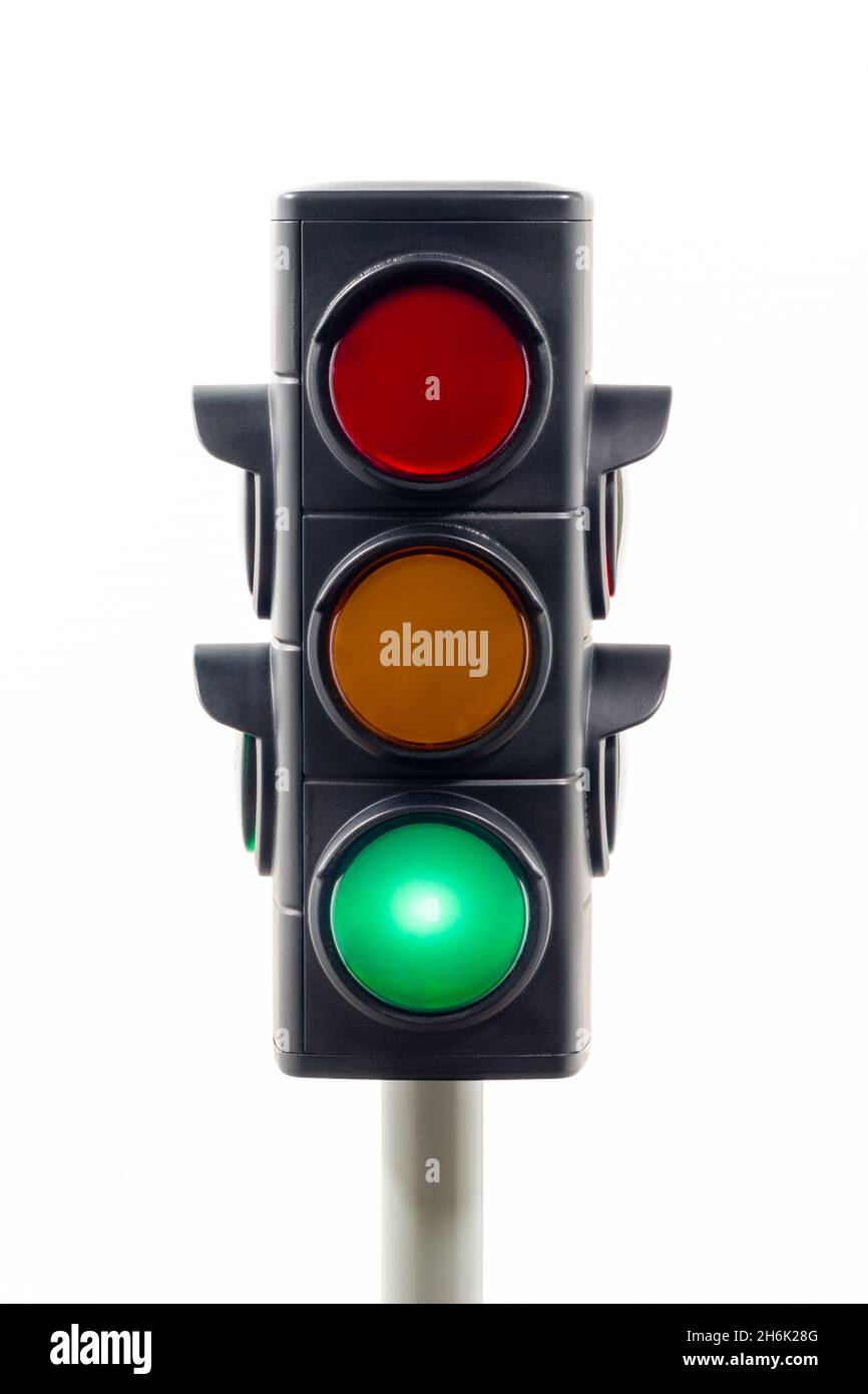 Green traffic light isolated on a white background Stock Photo - Alamy