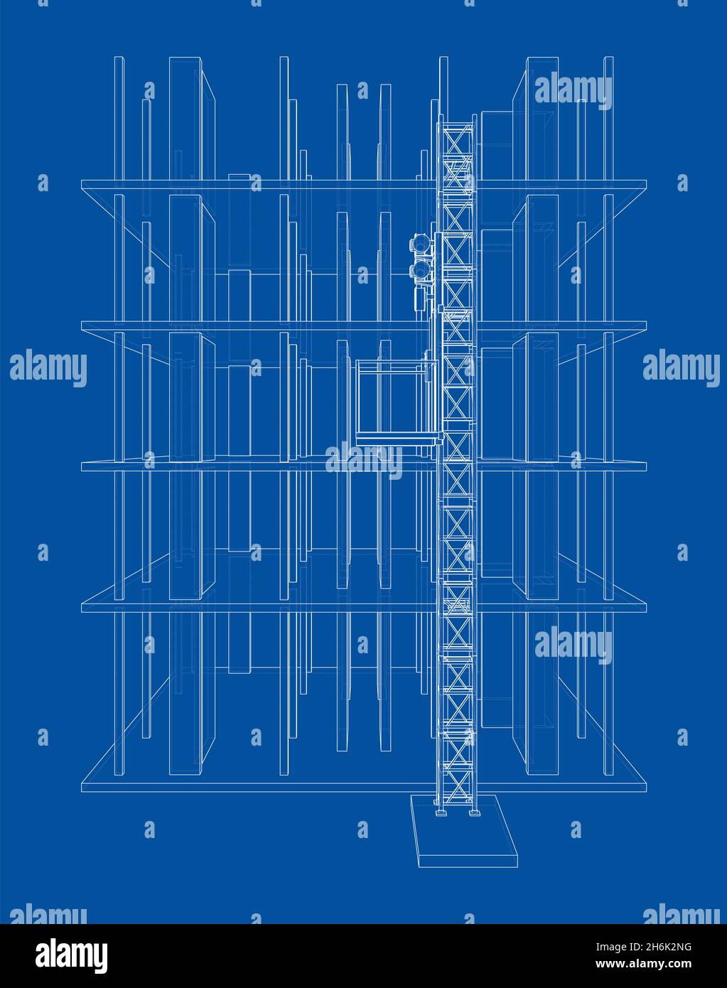 Building under construction with mast lifts Stock Photo - Alamy