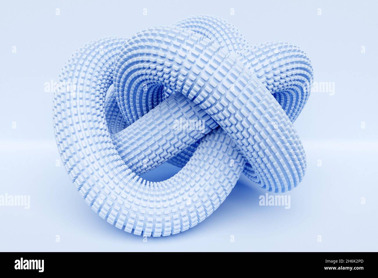 3d illustration abstract monochrome blue volumetric figure covered with ...