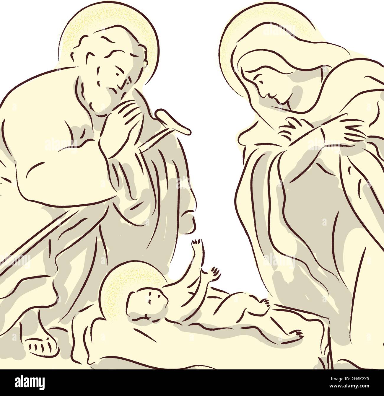 Birth of baby Jesus, image of the nativity scene, Christian religious ...