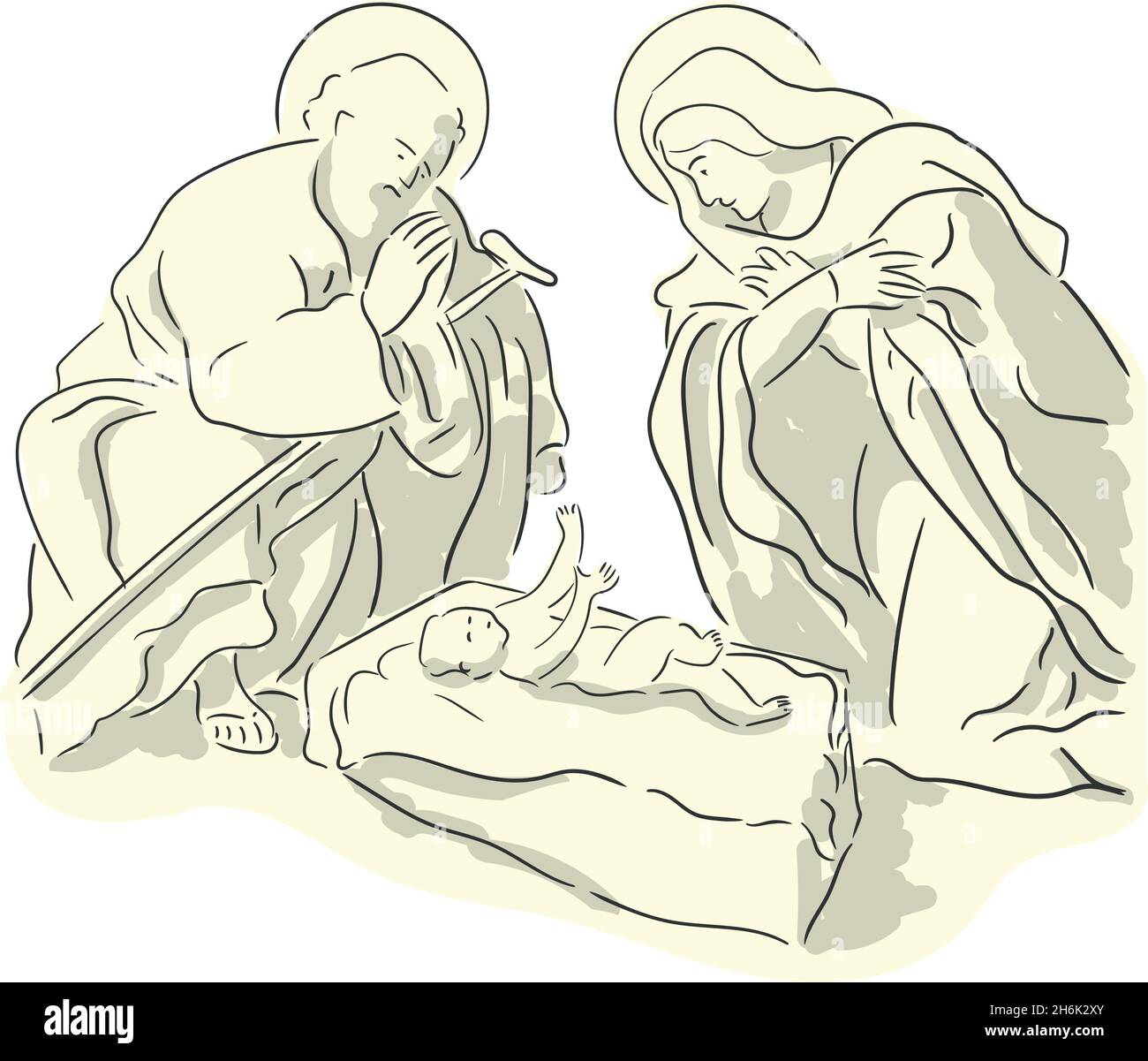 Birth of baby Jesus, image of the nativity scene, Christian religious ...