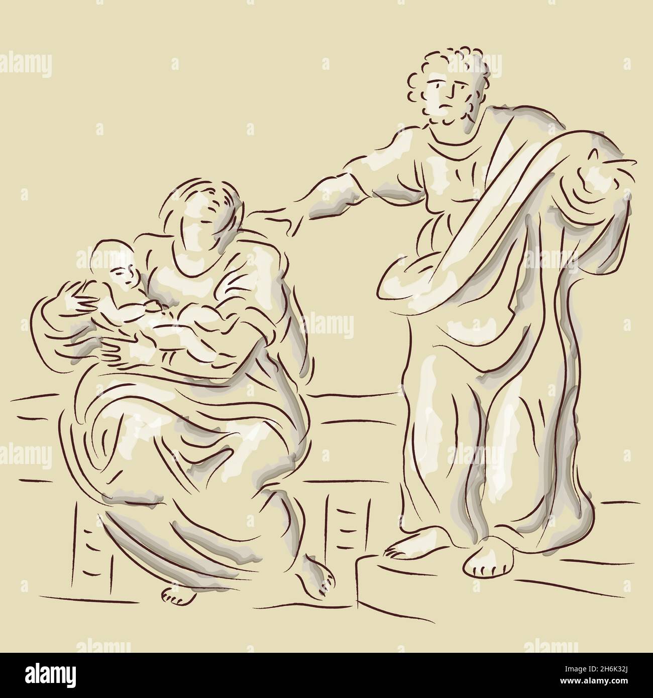 Birth of baby Jesus, image of the nativity scene, Christian religious ...