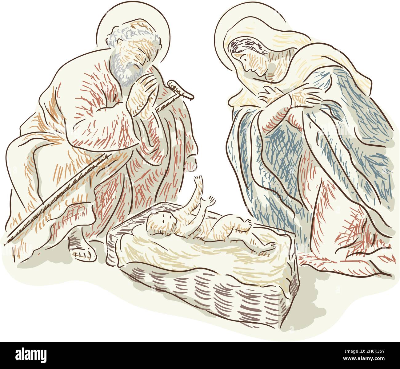 Birth of baby Jesus, image of the nativity scene, Christian religious ...