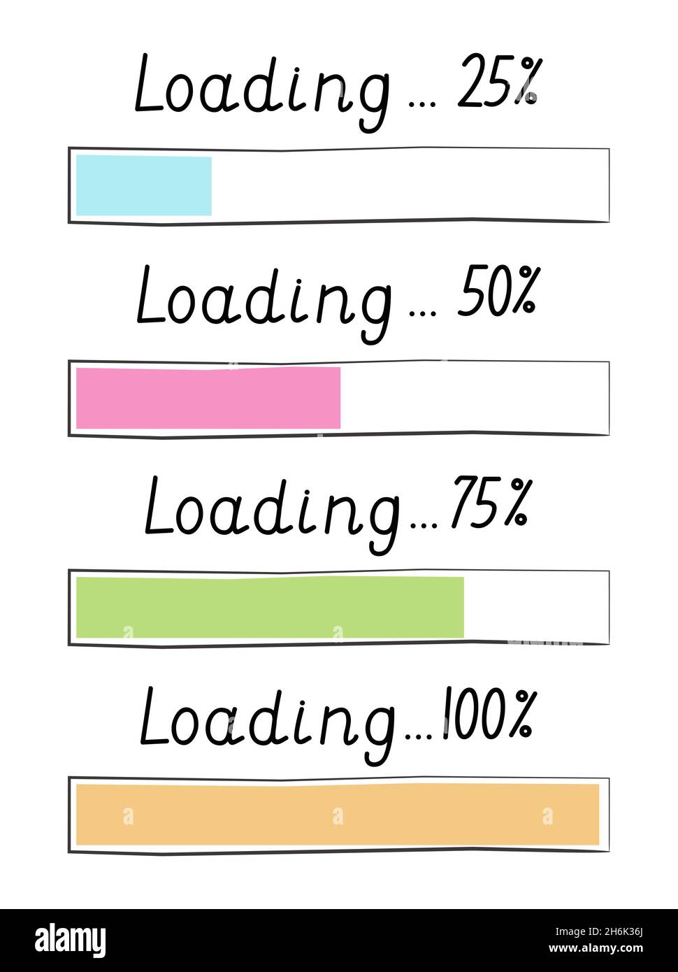Loading Progress Bar Vector Style In Doodle Style Updated Progress