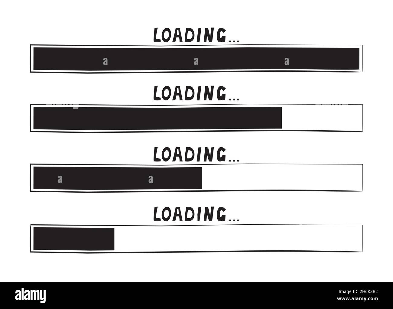 Loading progress bar vector style in doodle style. Updated progress ...