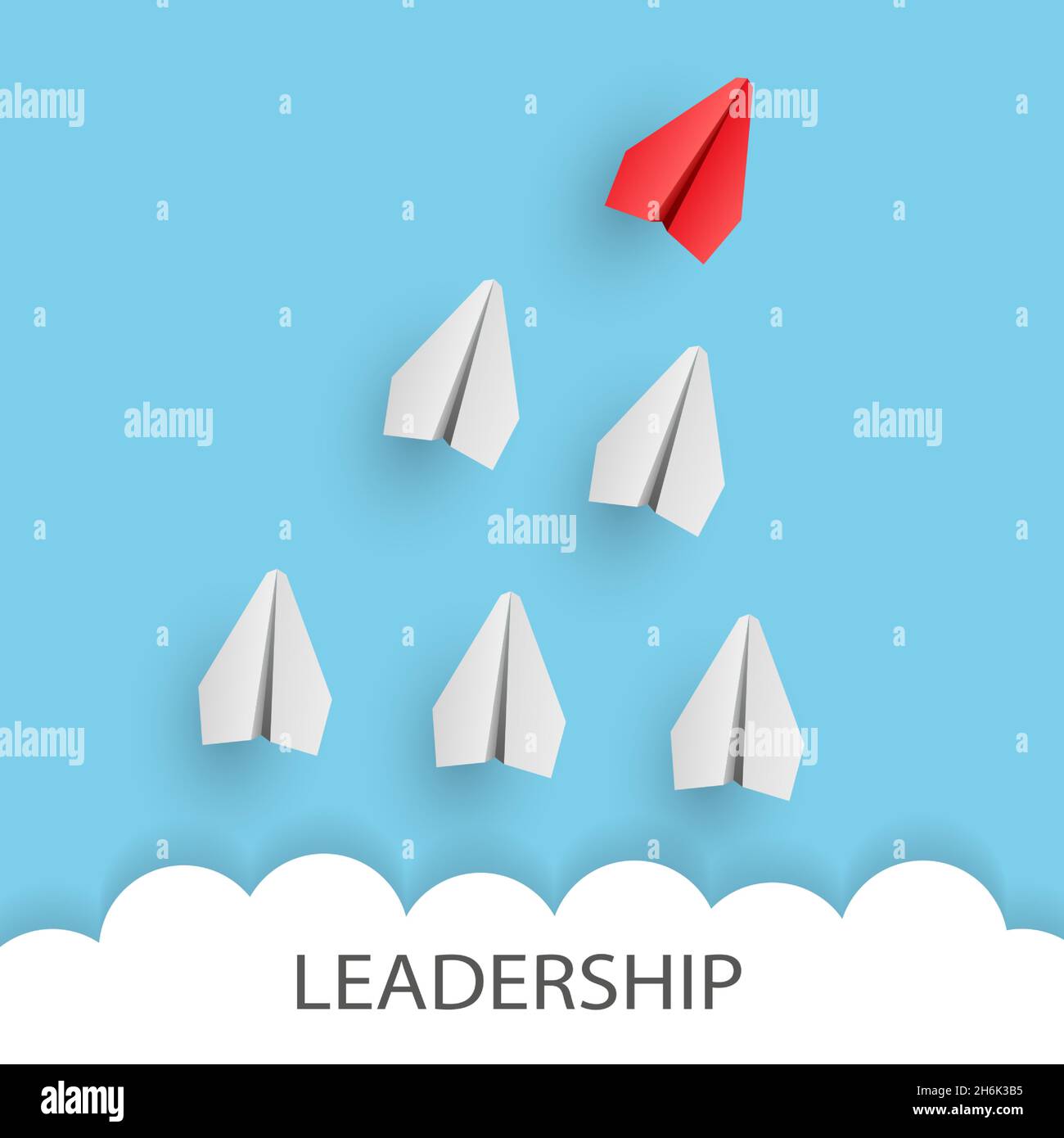 Individual red leader paper plane lead other. Business and leadership ...