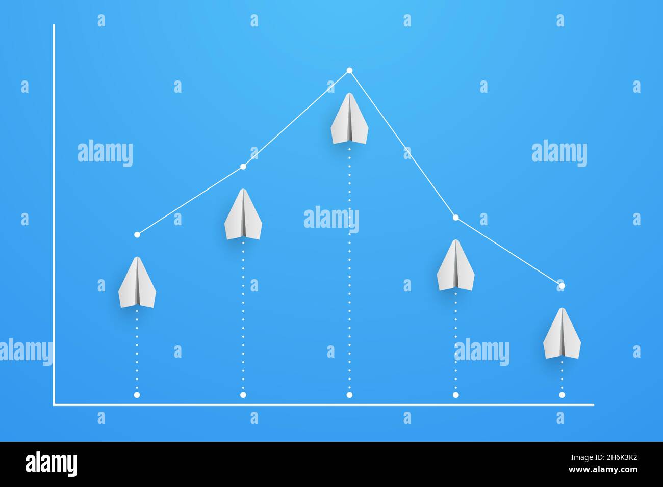 Graph and diagram from planes with decrease. Finance and business concept. Vector Illustration ...