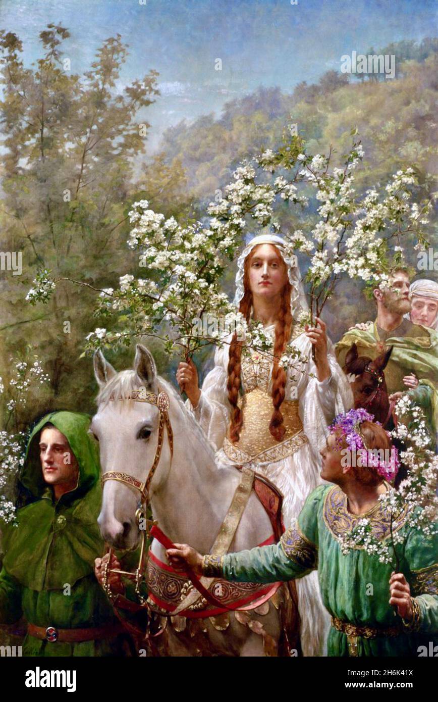 John Collier artwork entitled Queen Guinevere's Maying Stock Photo - Alamy