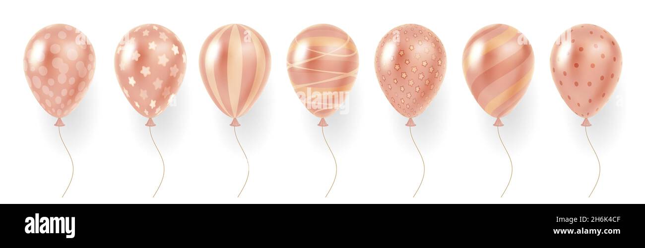Realistic balloons. 3d party decor multicolor air balloons with ...