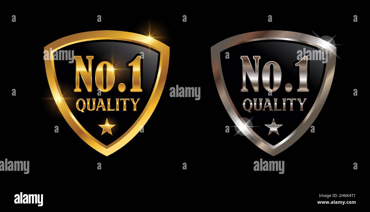 A vector illustration set of Golden and Chrome Number 1 Quality Vector ...