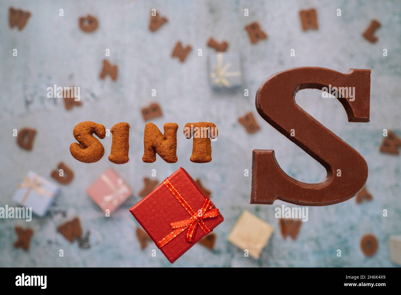 Dutch holiday Sinterklaas greeting Card. Gift boxes and traditional ...