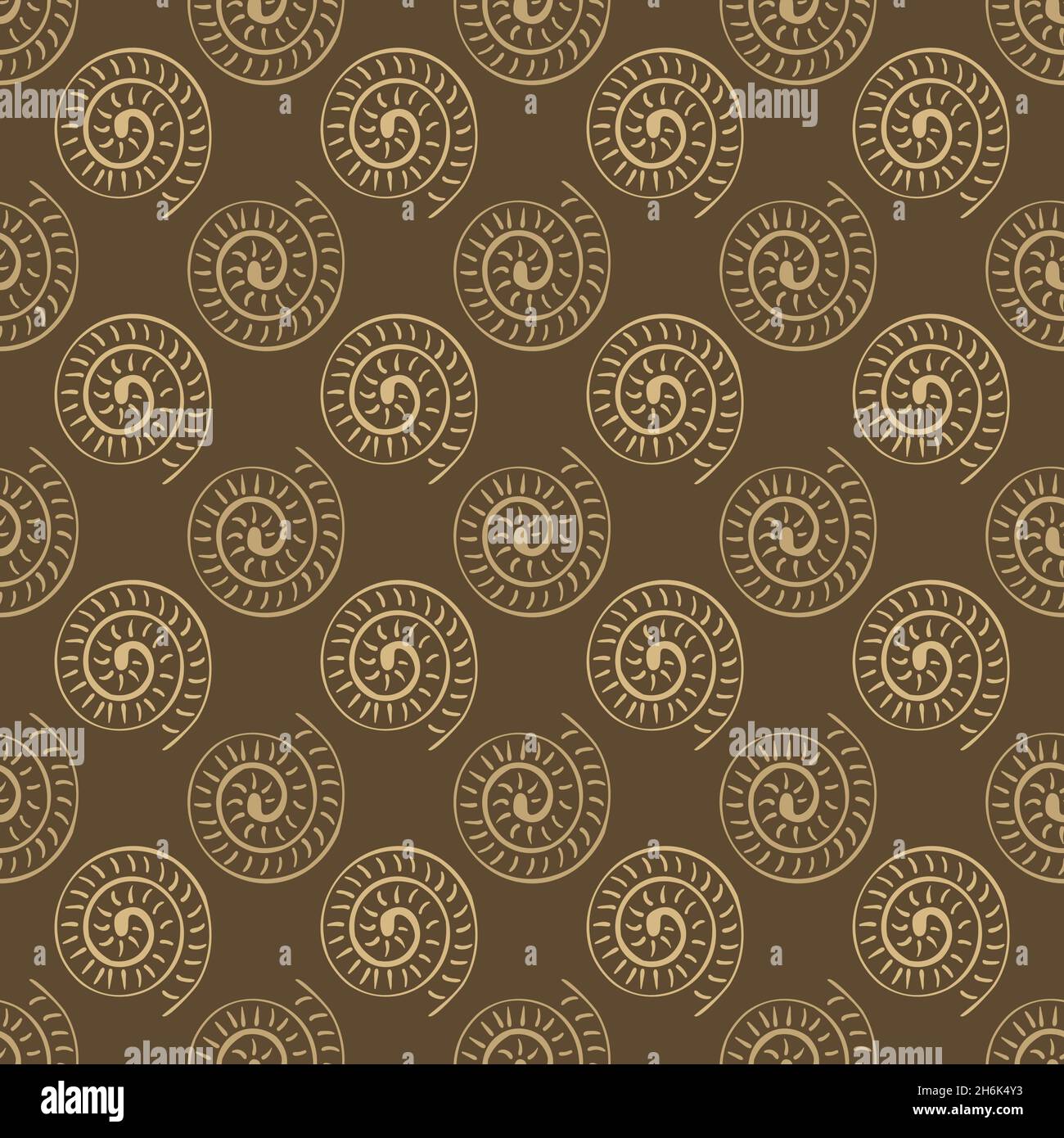 Ammonite vector seamless pattern background. Hand drawn ribbed spiral ...