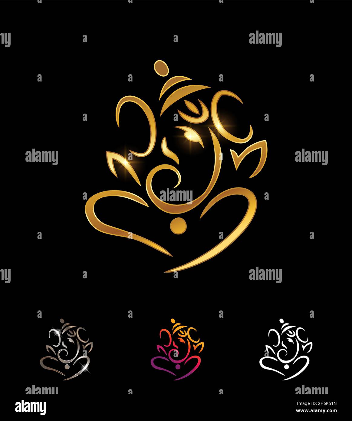 A Vector Illustration set of Golden Ganesha Vector Sign Stock Vector ...