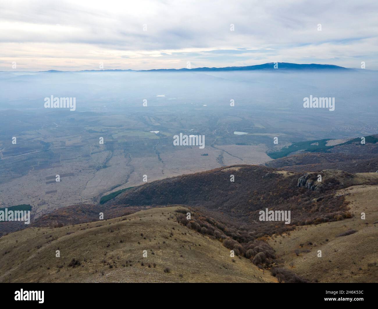 Autumn view of Konyavska mountain near Viden Peak, Kyustendil Region ...
