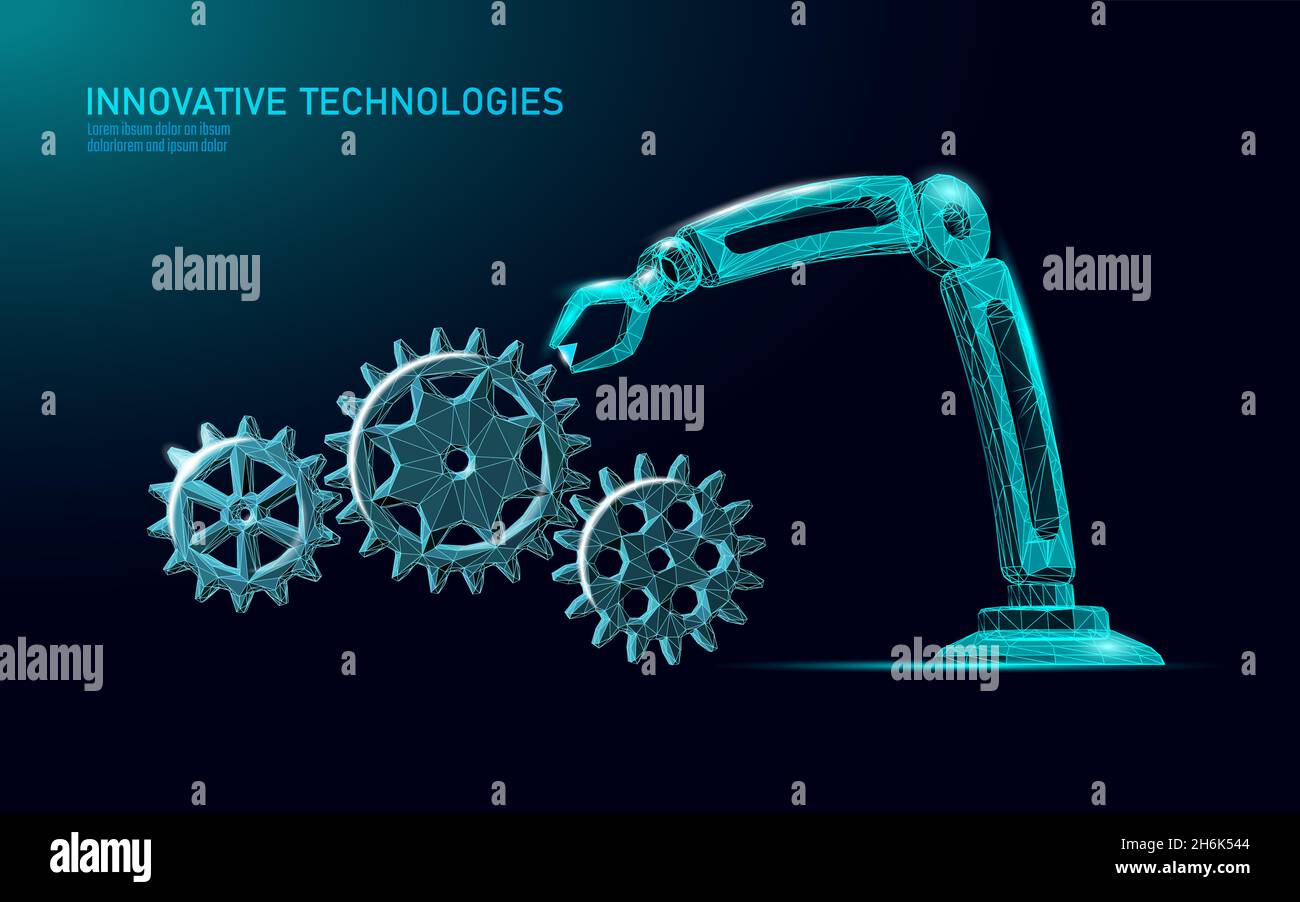 Robot arm low poly manipulator. Part construct assembly triangle shape ...