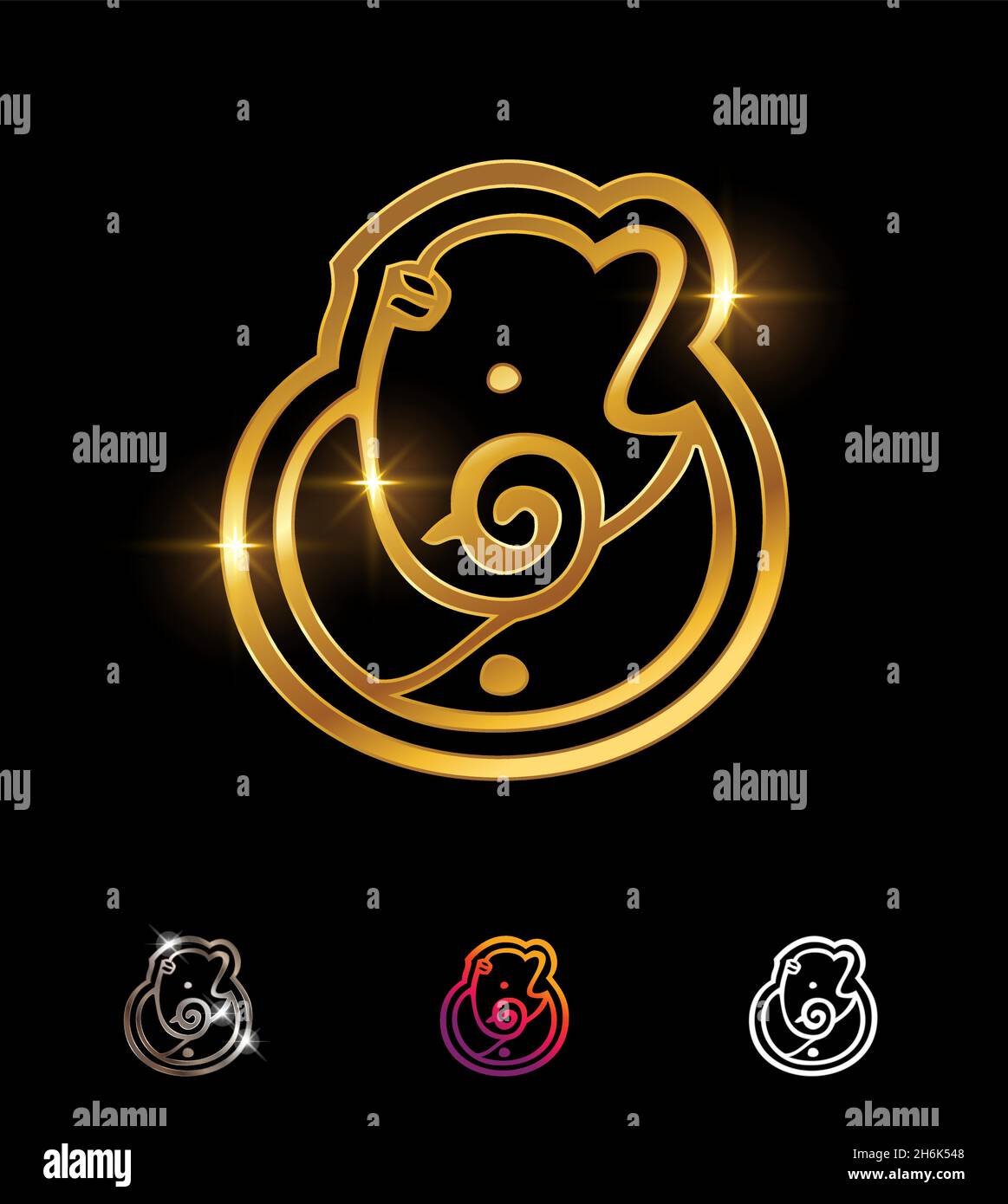 A Vector Illustration set of Golden Ganesha Vector Sign Stock Vector ...