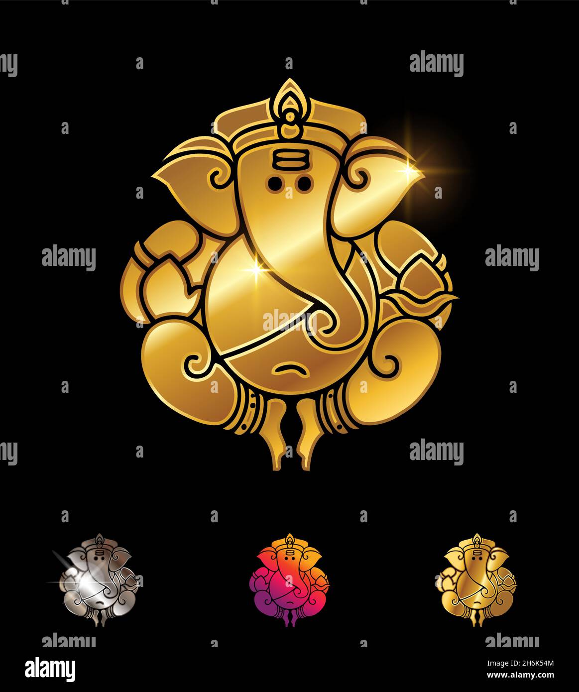 A vector illustration set of Golden Ganesha Vector Sign Stock Vector ...