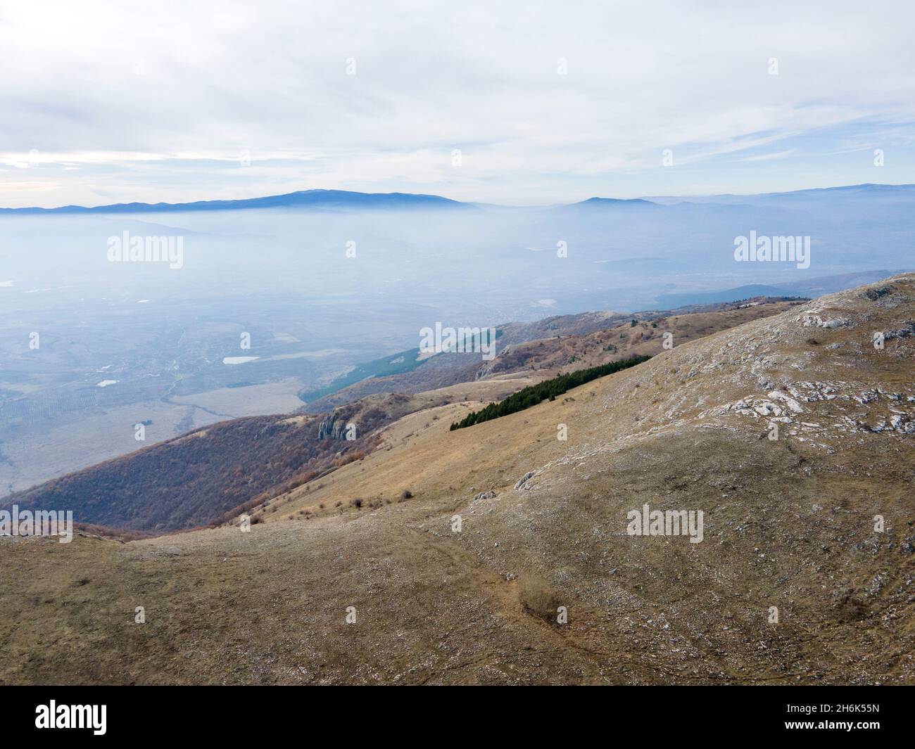 Autumn view of Konyavska mountain near Viden Peak, Kyustendil Region ...