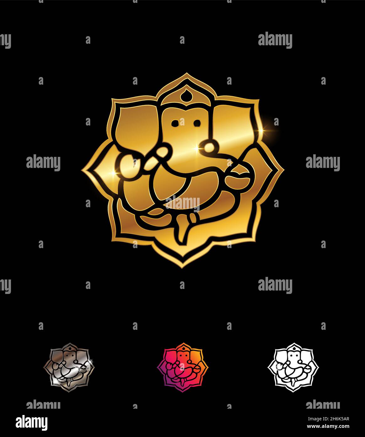 A vector Illustration set of Golden Ganesha Vector Sign Stock Vector ...