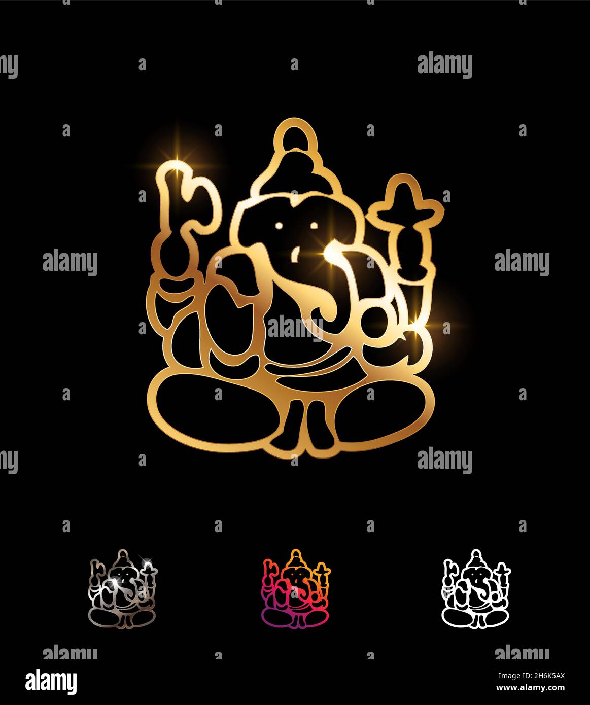 A Vector Illustration set of Golden Ganesha Vector Sign Stock Vector ...