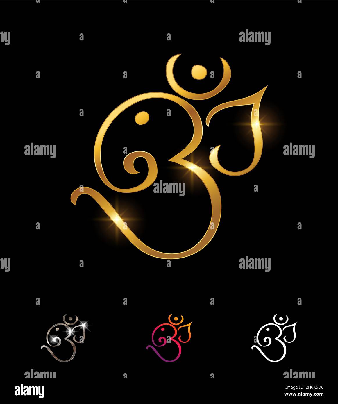 A Vector Illustration set of Golden Ganesha Vector Sign Stock Vector ...