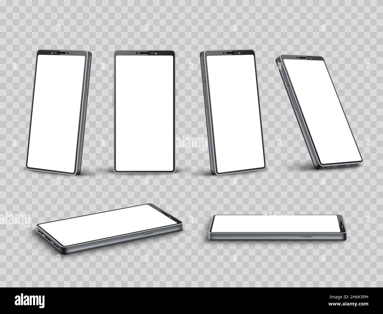 Realistic smartphone mockup. 3d mobile phone mockup, different sides ...