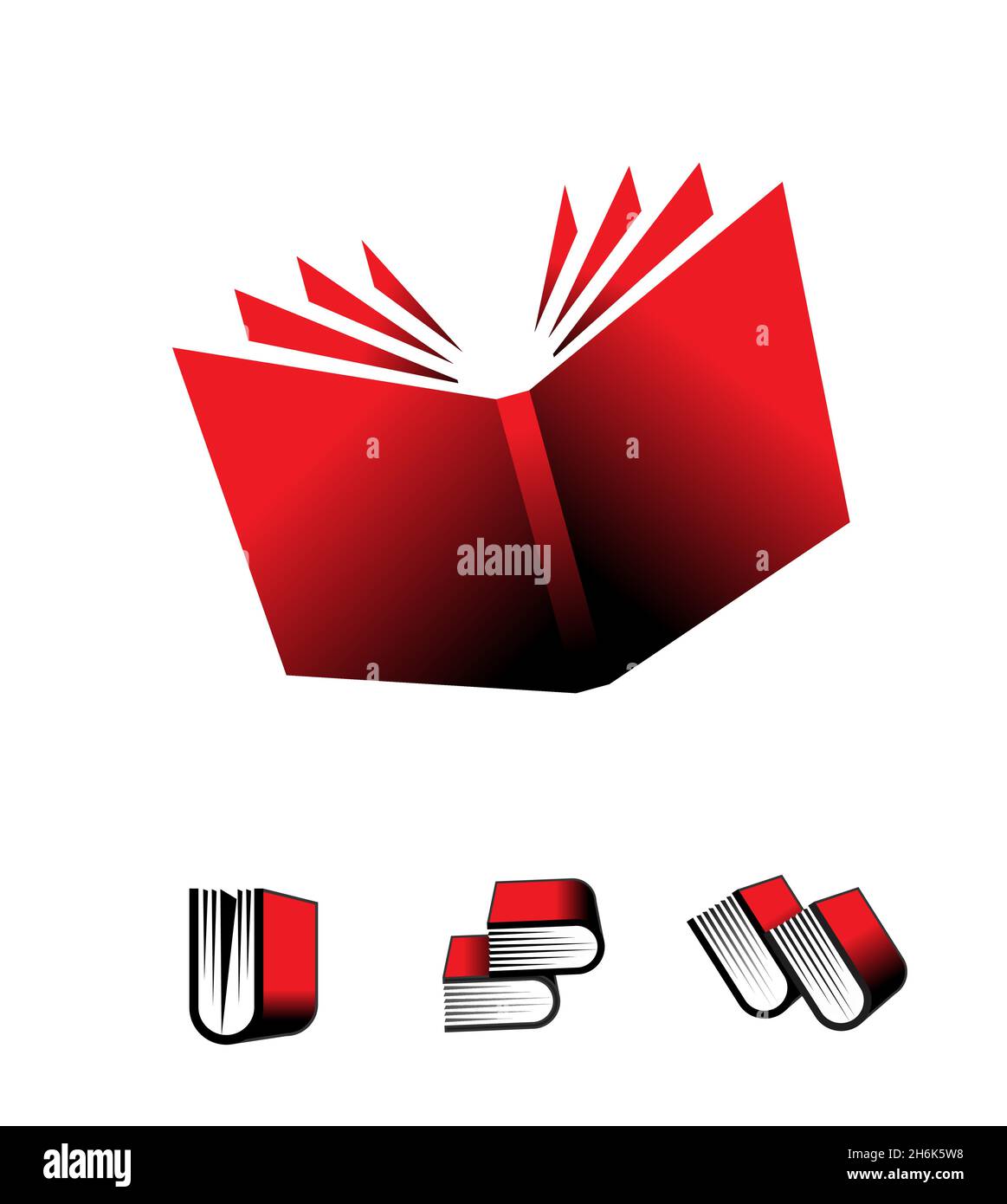 A Vector Illustration set of Red Book Flat Design Vector Sign Stock ...