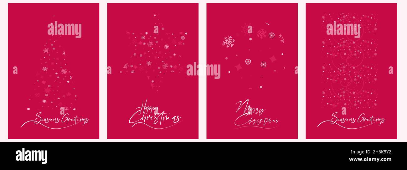 Minimalist christmas card design four festive designs with simple Stock ...