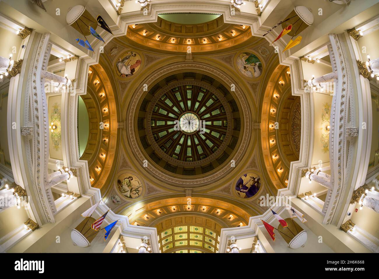 Inner dome from the rotunda floor of the South Dakota State Capitol ...