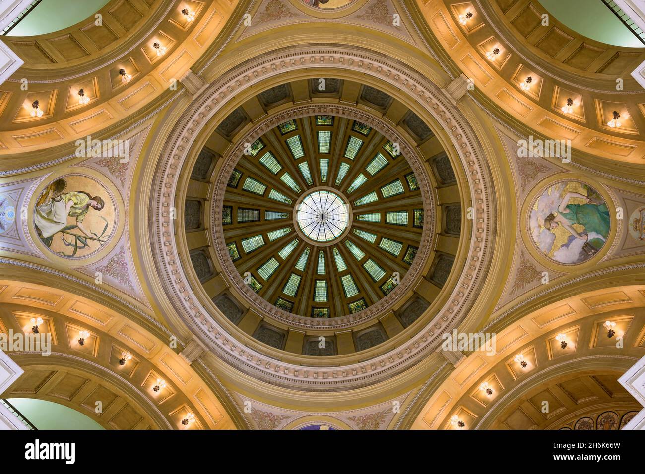 Inner dome from the rotunda floor of the South Dakota State Capitol ...