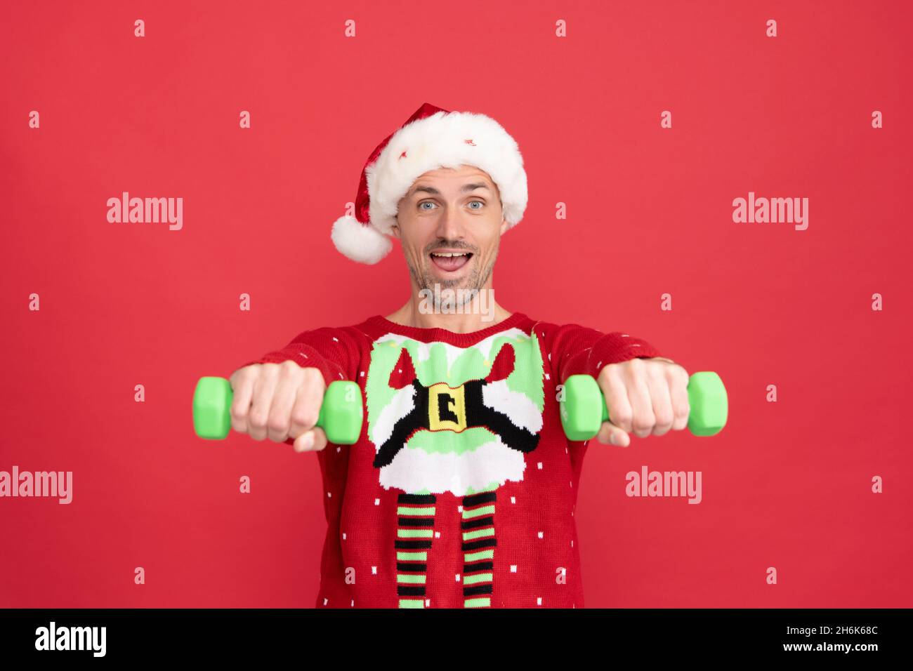 This new year Ill be stronger. Happy santa do dumbbell exercises ...