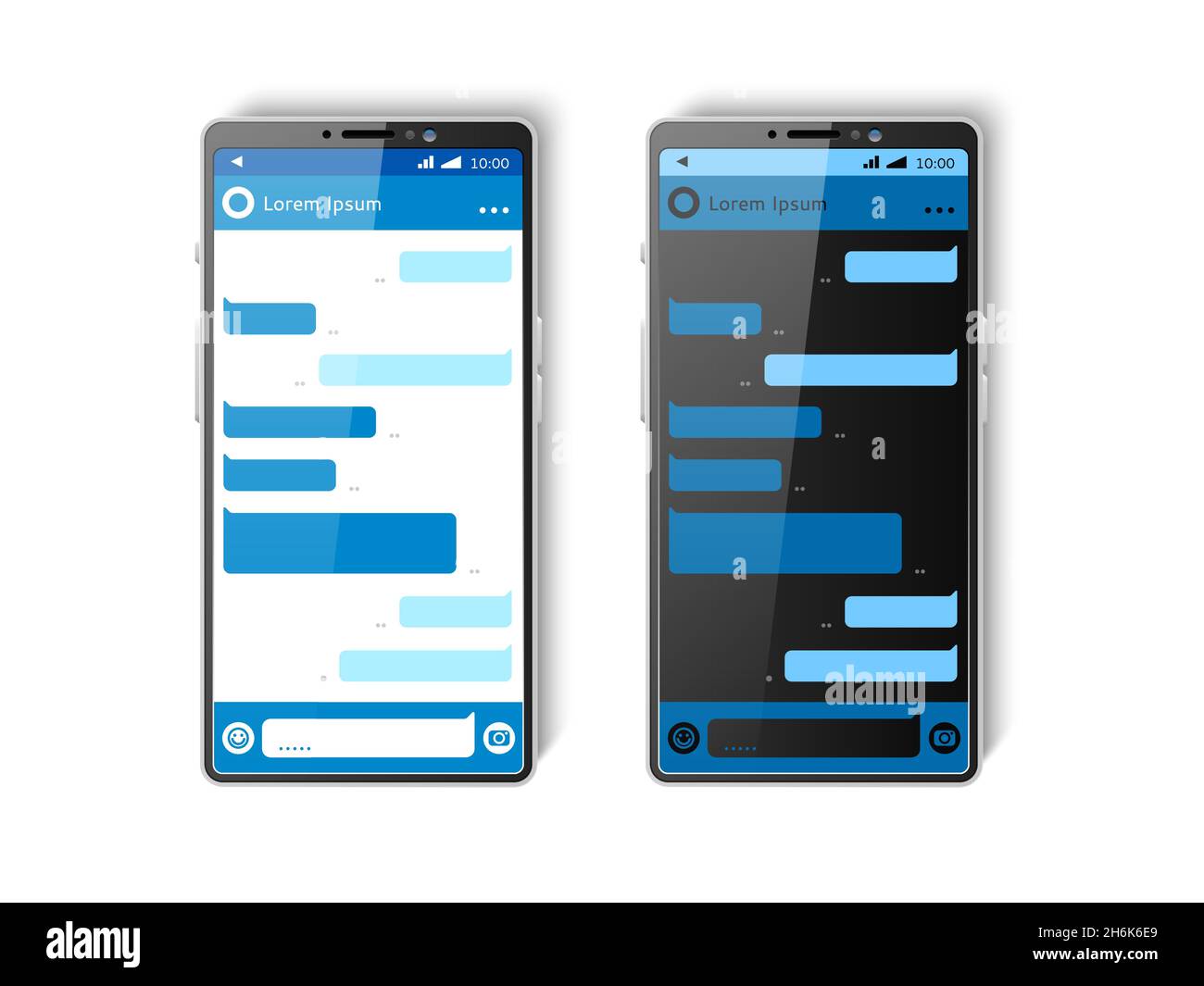 Realistic phone screen chat. Text messages communication app, light and ...