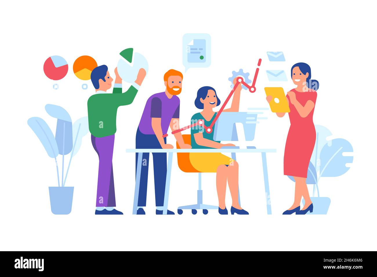 Office teamwork. Development team in process creating new project ...