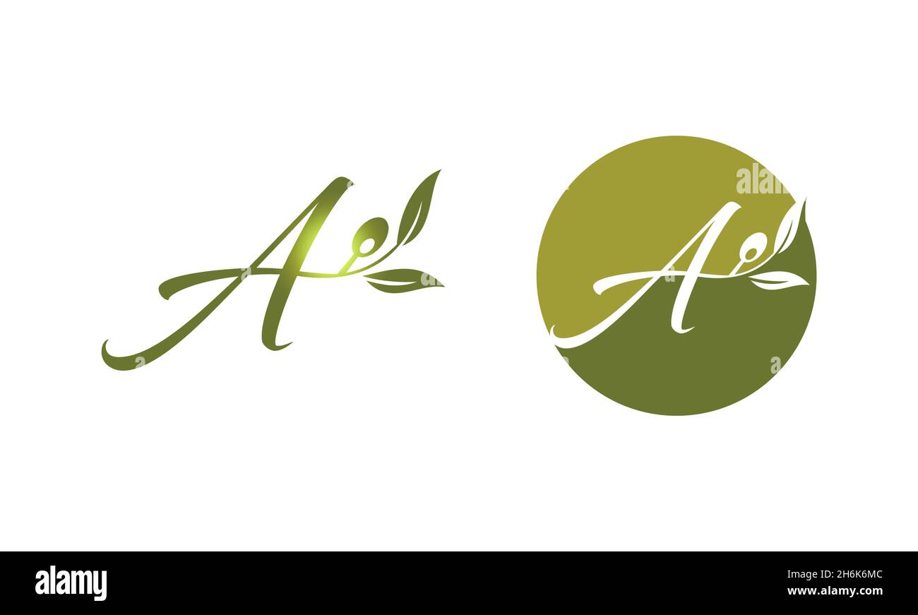 A Vector Illustration set of Olive Monogram Logo Letter A Stock Vector ...