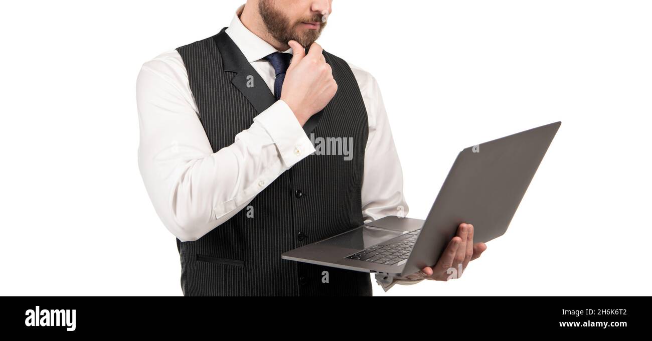 cropped businessman work online. business success. programmer man use ...