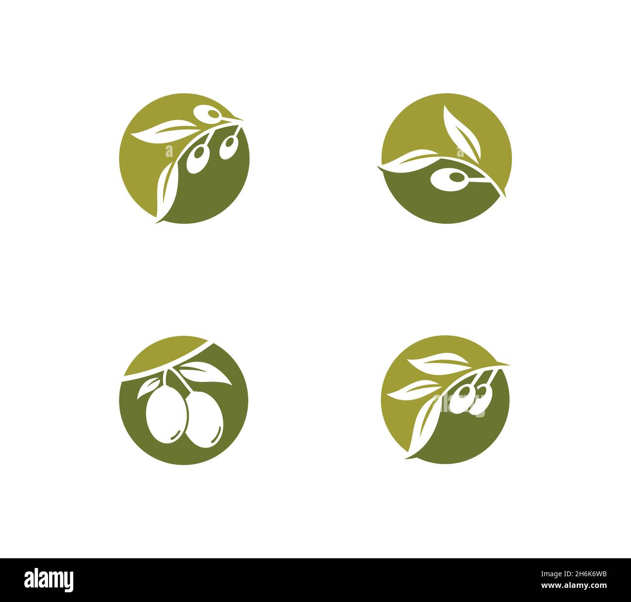 A Vector Illustration set of Simple Flat Olive Logo Vector Sign Stock ...