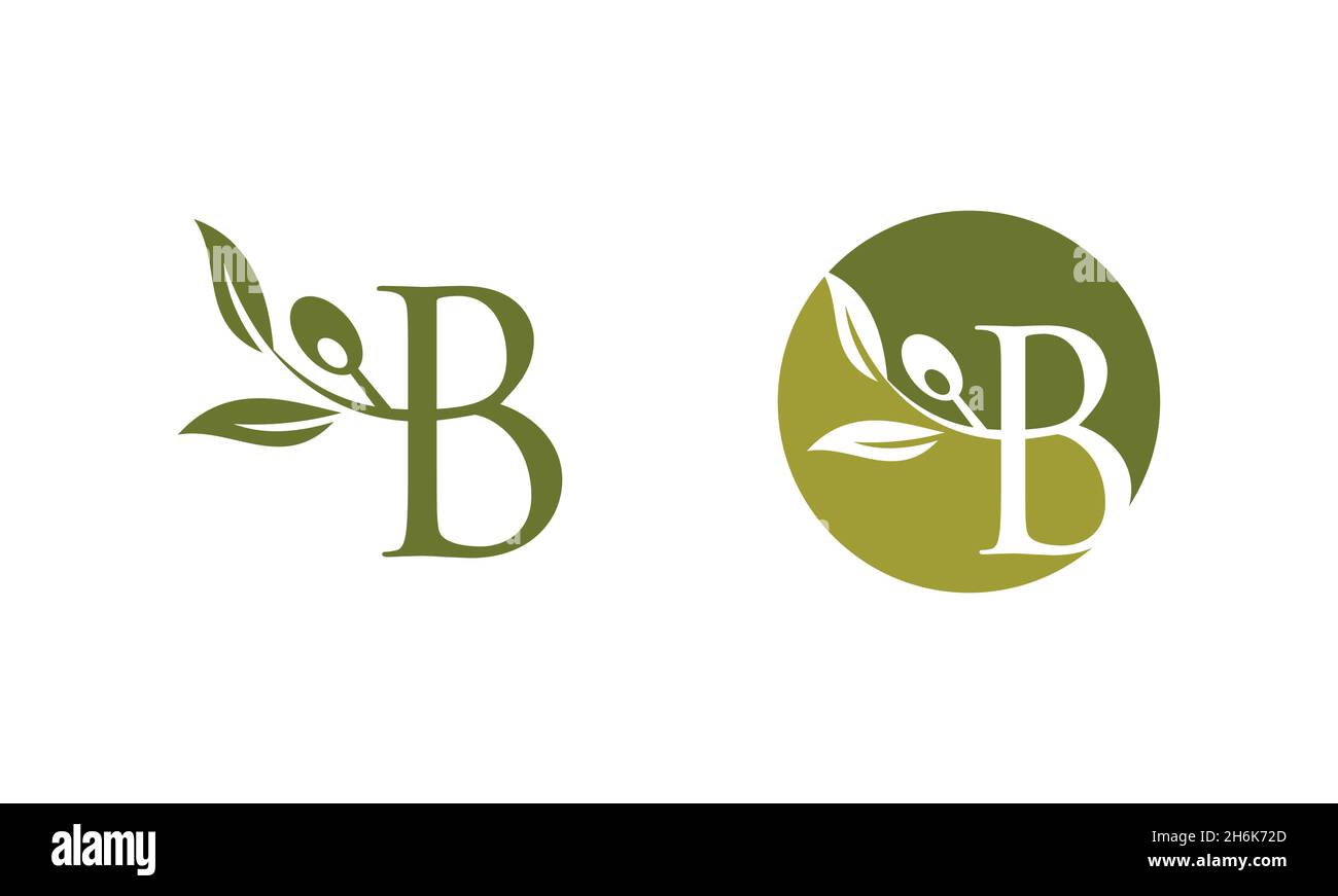 A Vector Illustration of Olive Monogram Logo Letter B Stock Vector ...