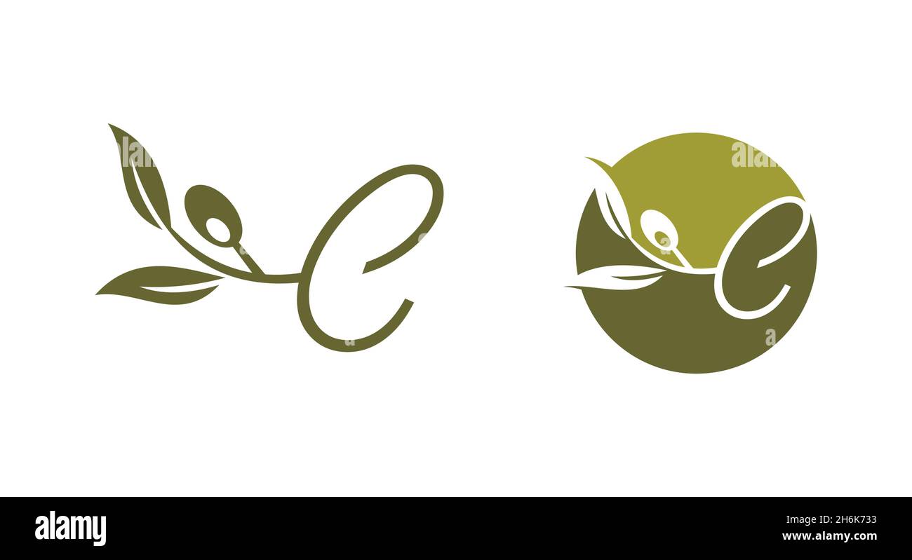 A vector illustration set of Olive Monogram Logo Letter C Stock Vector ...