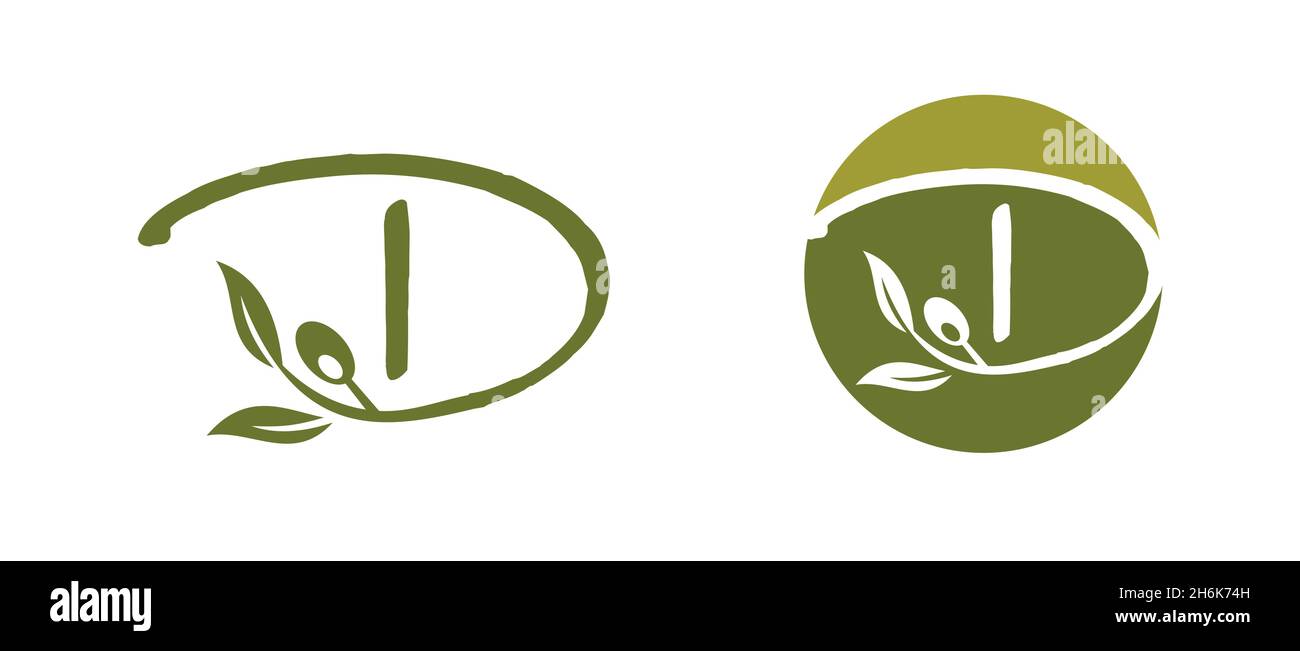 A Vector Illustration set of Olive Monogram Initial Letter D Stock ...