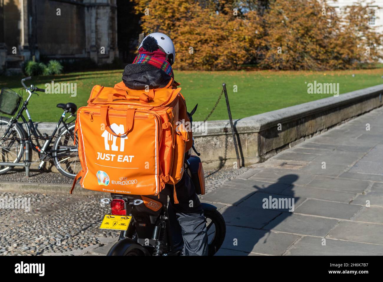 Just Eat food delivery rider in Cambridge, UK Stock Photo - Alamy