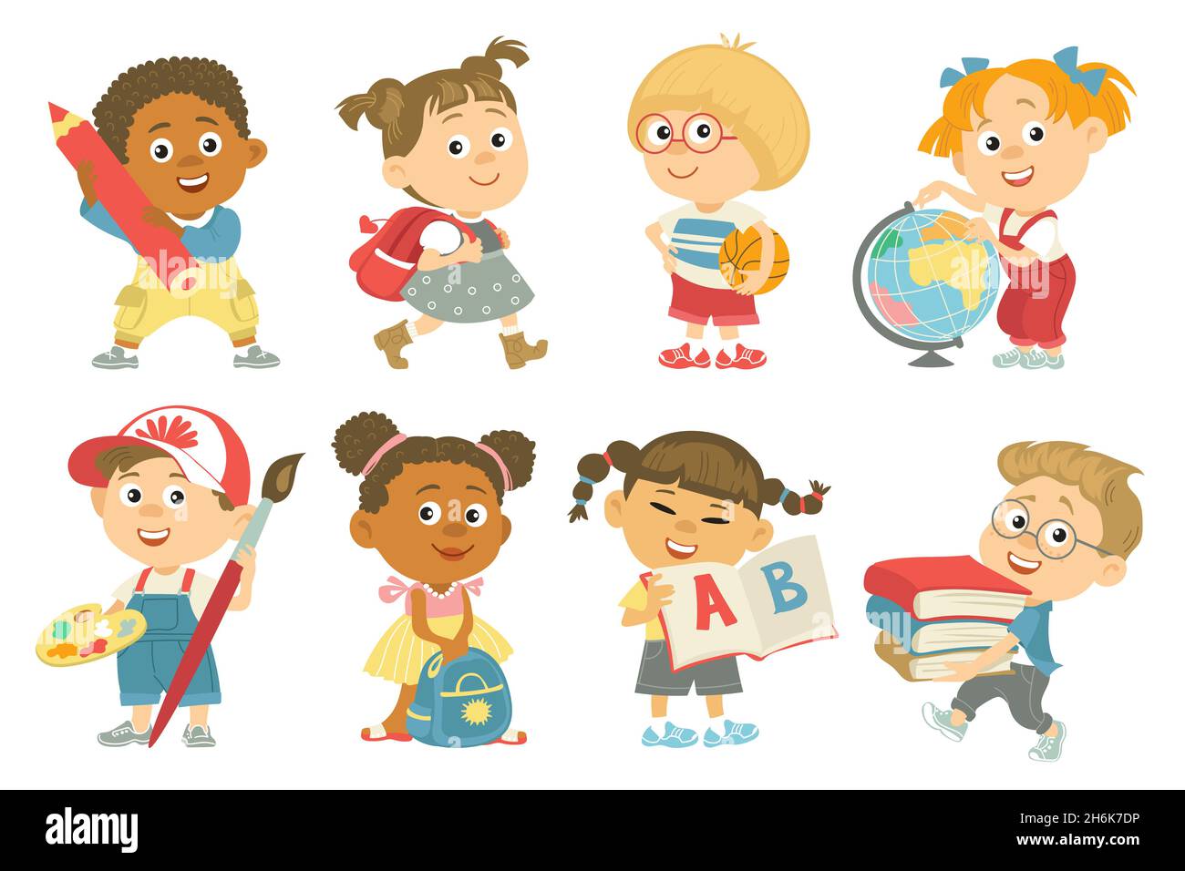 Boys with backpacks Stock Vector Images - Alamy