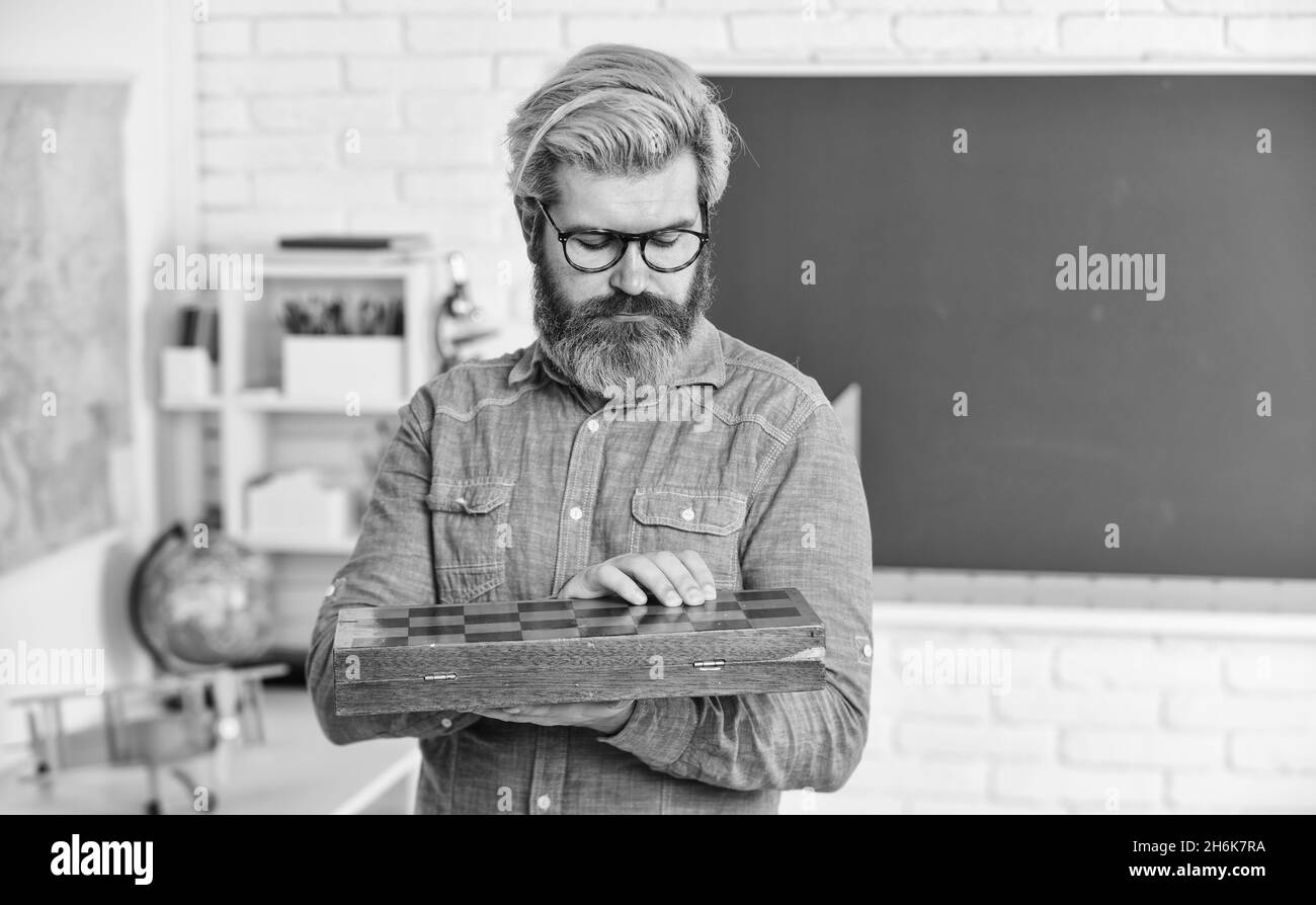 Chess is struggle against error. Board game. Man playing chess ...