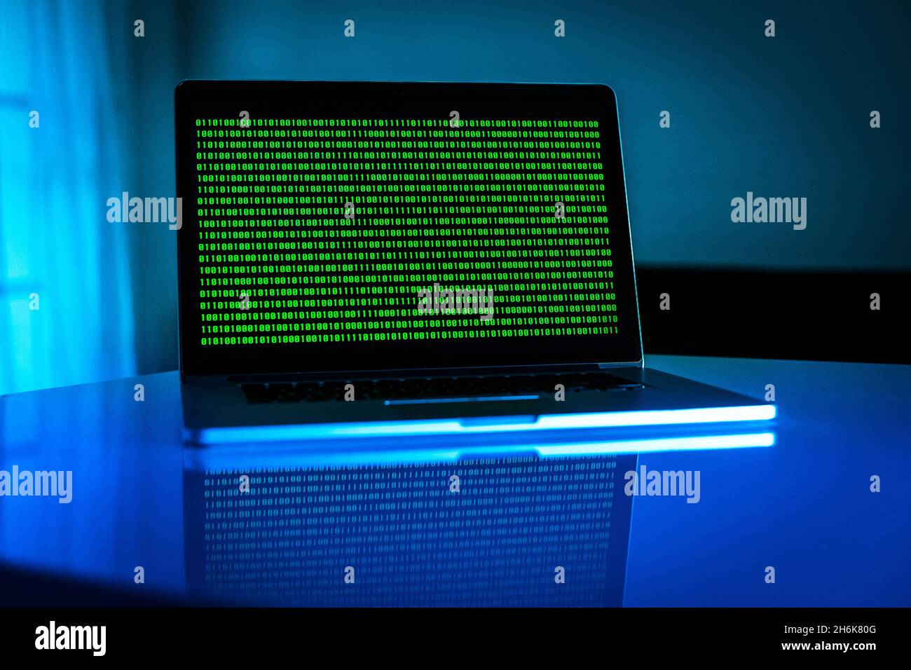 Laptop with green numbers on display. Successful login with credentials ...