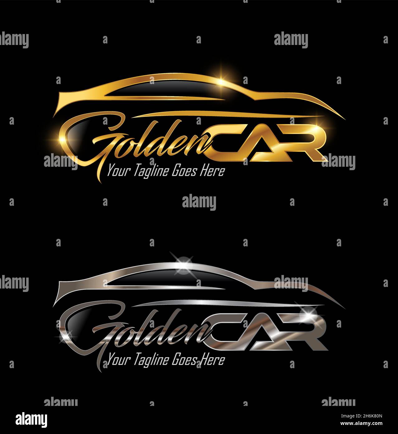 A vector illustration set of Gold and Silver Car Vector Sign Stock ...