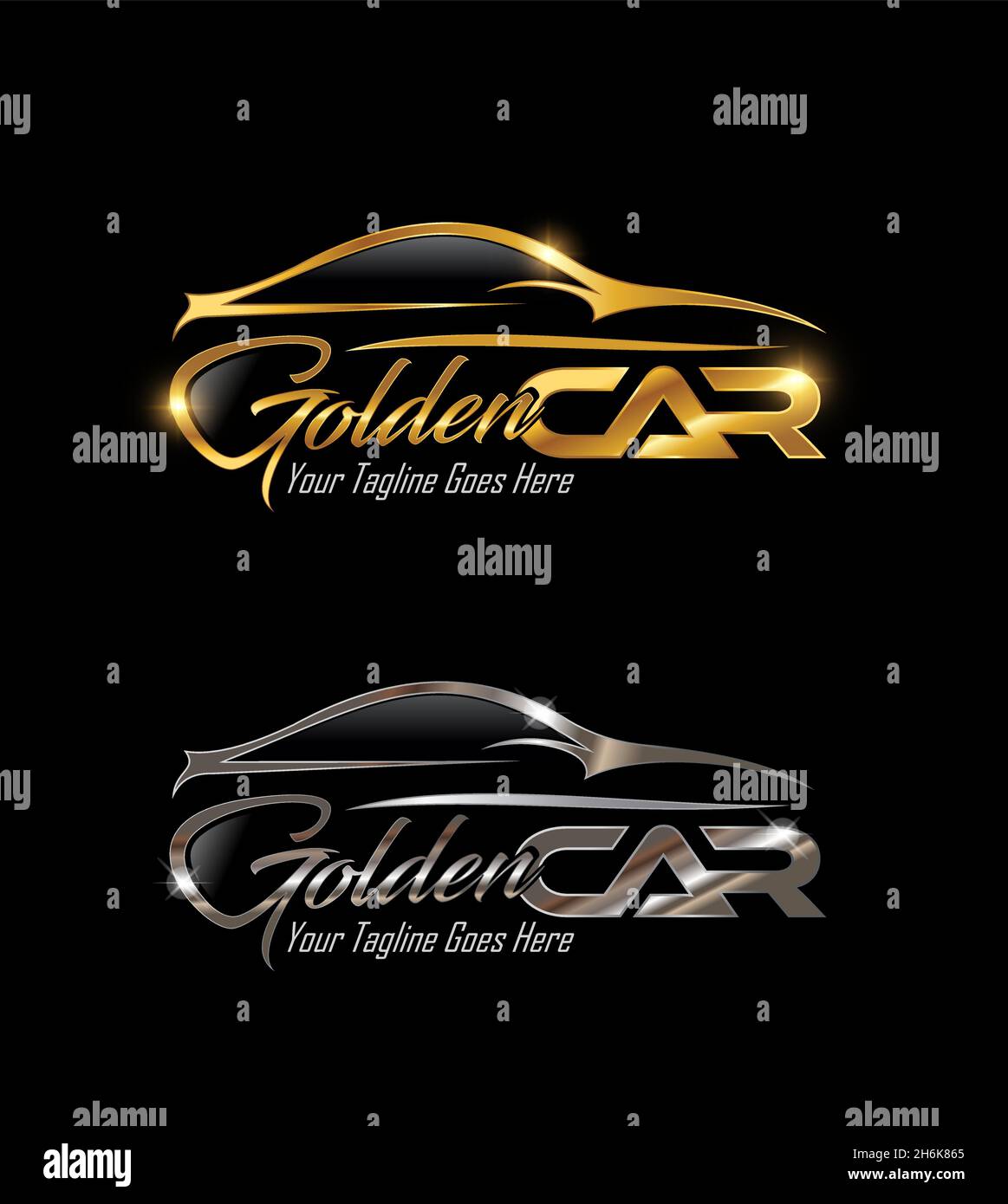 A Vector Illustration set of Gold and Silver Car Vector Sign Stock ...