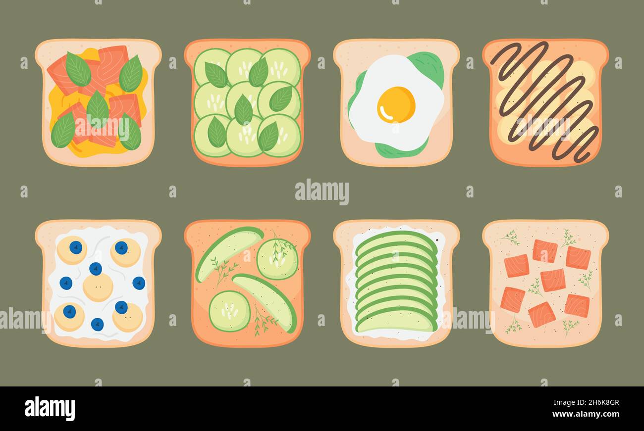 breakfast toasts icon collection design Stock Vector Image & Art - Alamy