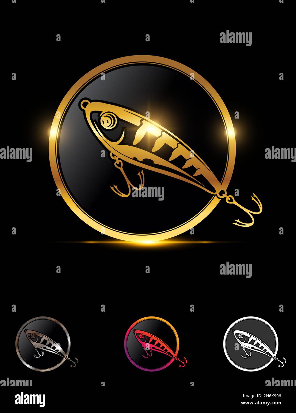 A vector Illustration set of Golden Fishing Circle Logo Sign Stock ...