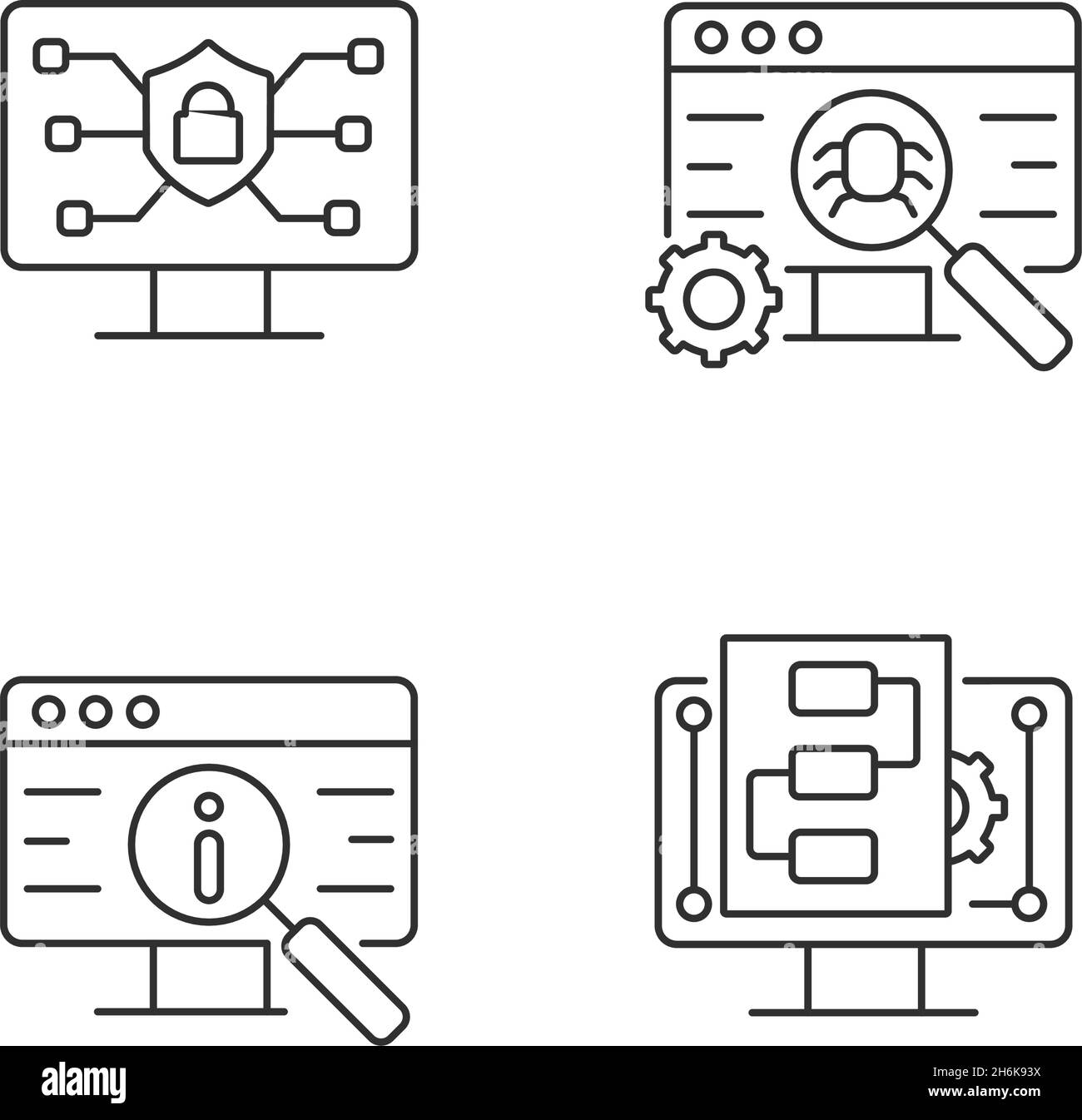 Use of digital technologies linear icons set Stock Vector Image & Art ...